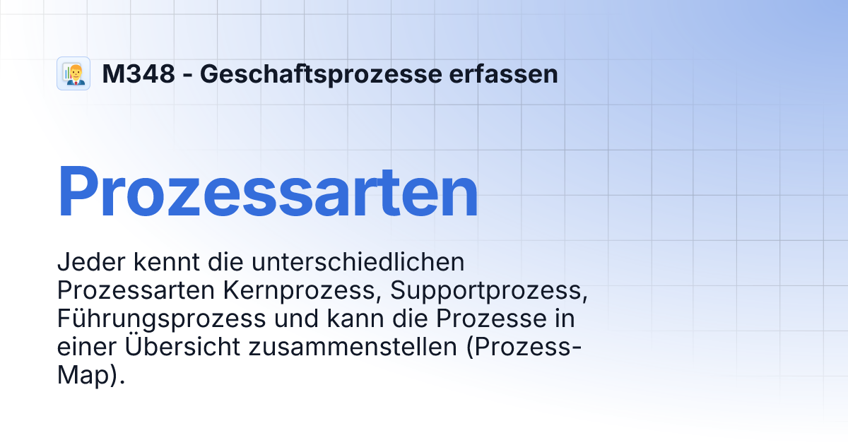 Prozessarten | M348 - Geschäftsprozesse erfassen
